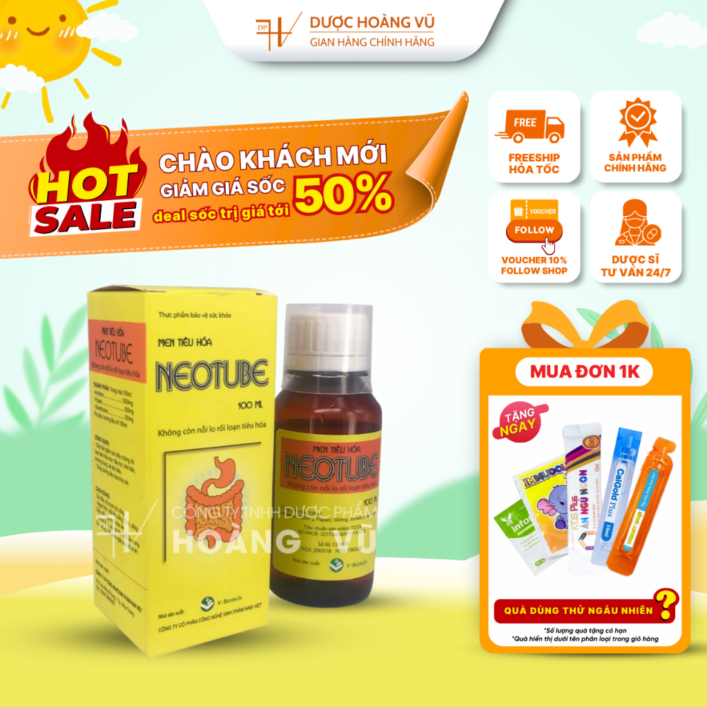 [ COMBO QUÀ XỊN] Men Tiêu Hóa NEOTUBE - Chai - Hỗ trợ các triệu chứng ...