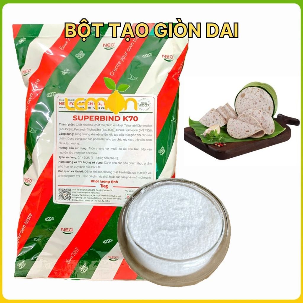 [100g-500g] Bột giòn dai SUPERBIND K70 hàng Đức tăng liên kết, tạo giòn dai cho giò chả, lạp ...