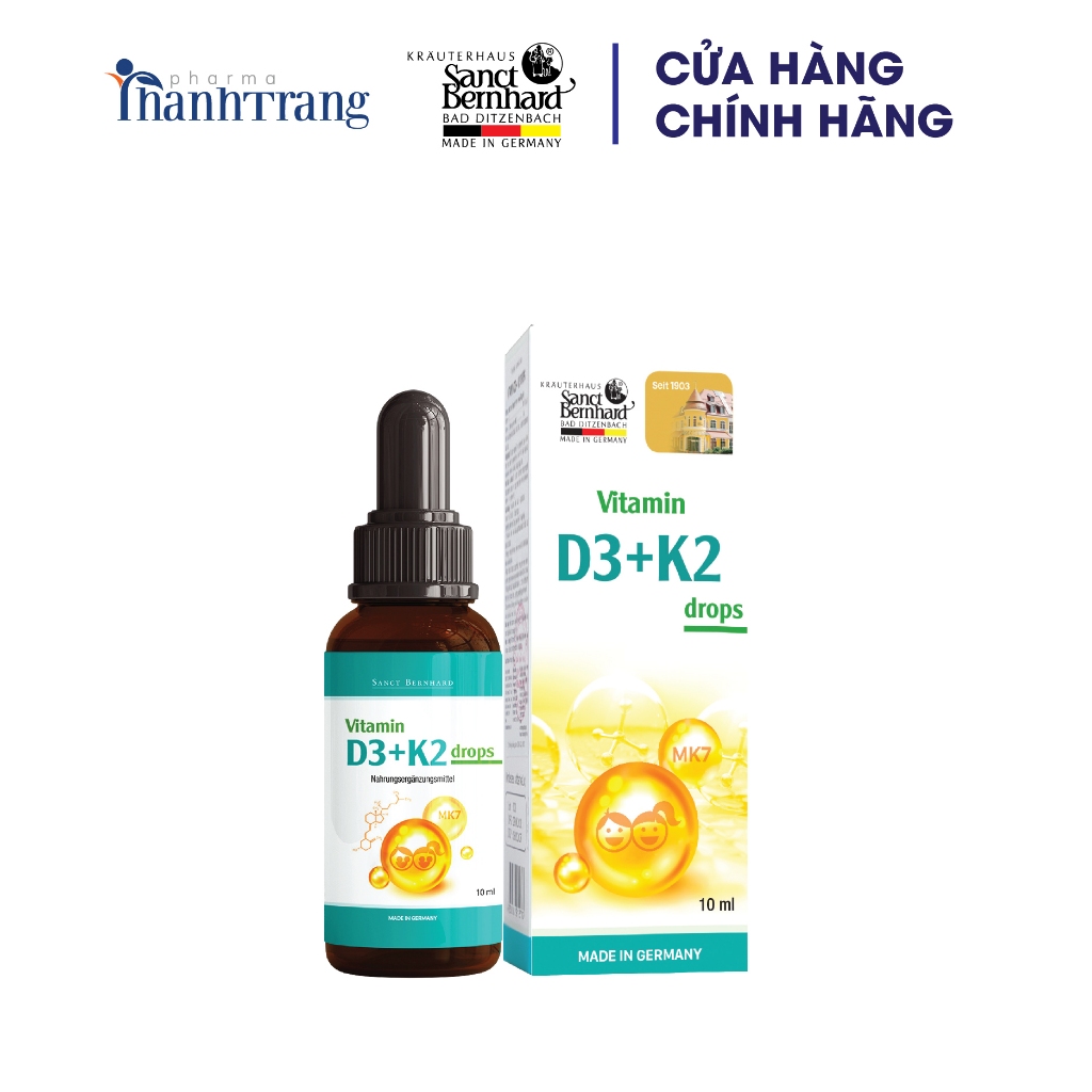 ( tặng cốc) Vitamin D3K2 Drops tăng cường hấp thu canxi, ngừa còi xương suy dinh dưỡng ở trẻ ...