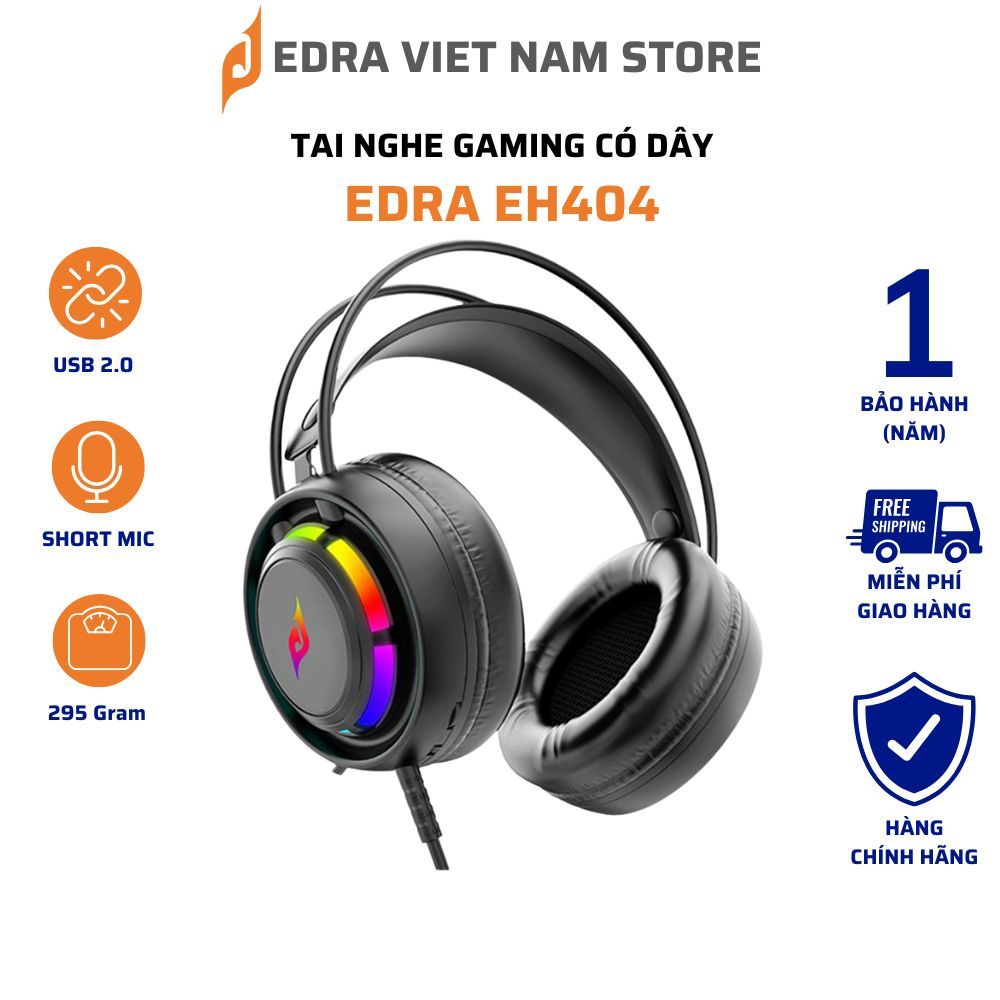 TAI NGHE GAMING CÓ DÂY EDRA EH404 USB LED RGB CHÍNH HÃNG | Shopee Việt Nam