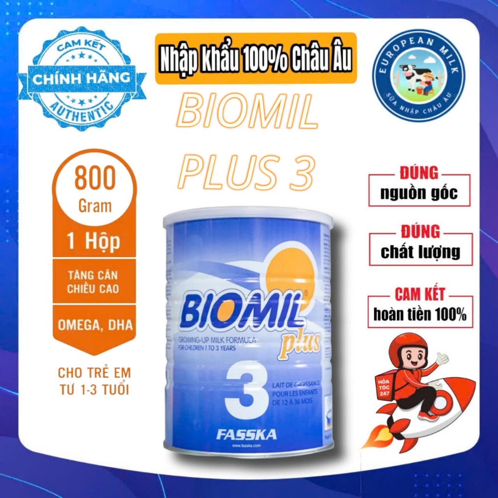 Sữa bột Biomil Plus 3 nhập khẩu từ Pháp 800g (cho trẻ từ 1 đến 3 tuổi ...