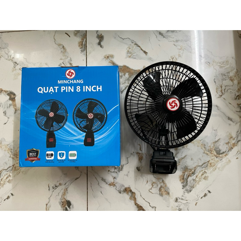 Quạt chạy pin phổ thông 4cm 8inch 2 tốc độ gió ,có xoay ,và loại sắt không xoay chân pin phổ ...