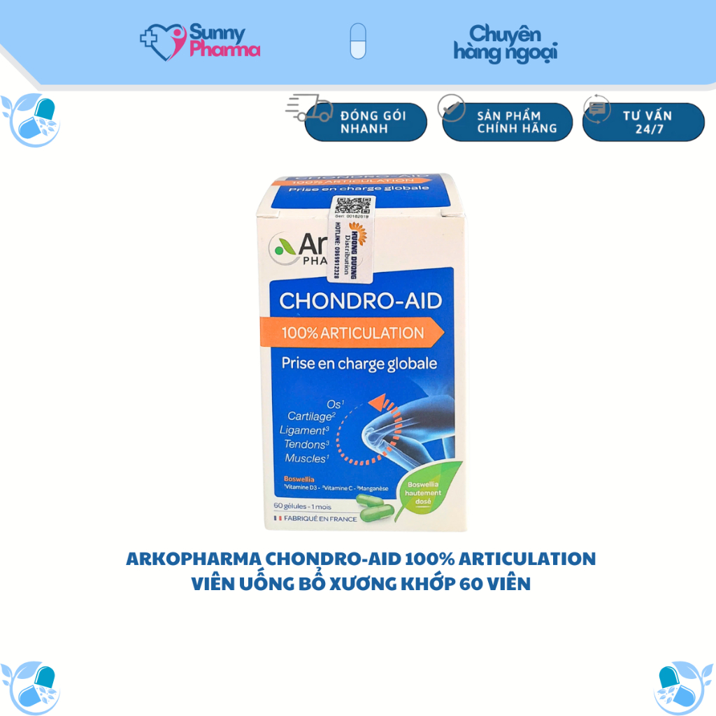 [Date: 10/2025] Arkopharma Chondro-Aid 100% Articulation (60 viên) - Viên uống bổ xương khớp ...