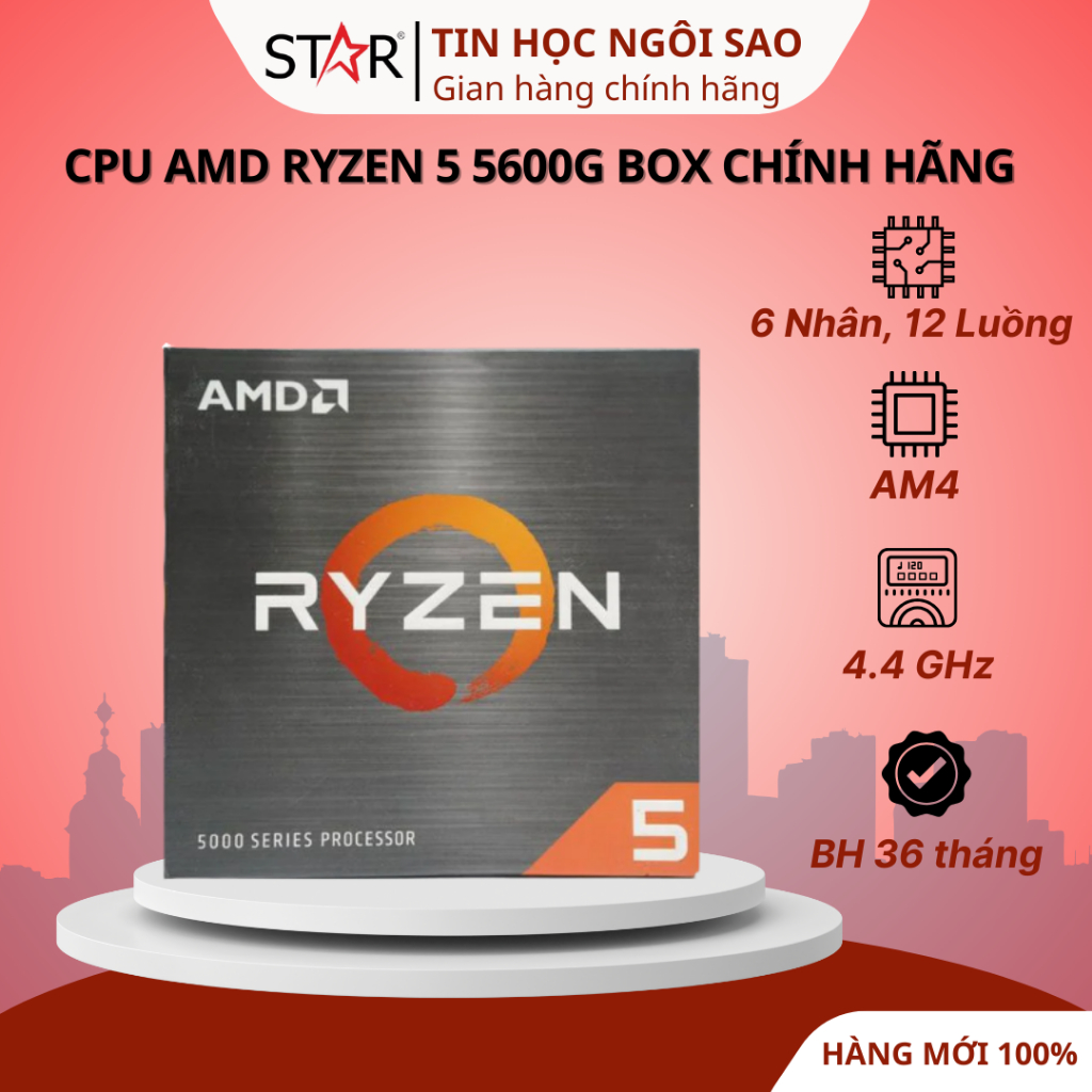CPU AMD Ryzen 5 5600G | AM4, Upto 4.40 GHz, 6C/12T, 16MB, Box Chính ...