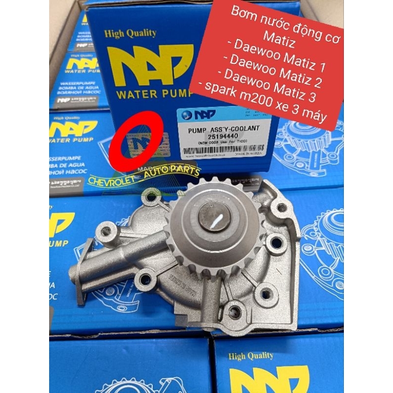 Bơm nước làm mát động cơ spark, matiz 3, daewoo matiz 1, matiz 2 2001 ...