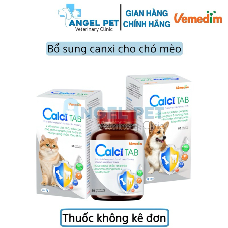 Calci Tab Vemedim Viên Uống Bổ Sung Canxi, Khoáng Cho Chó Mèo - Hộp 50 Viên | Shopee Việt Nam