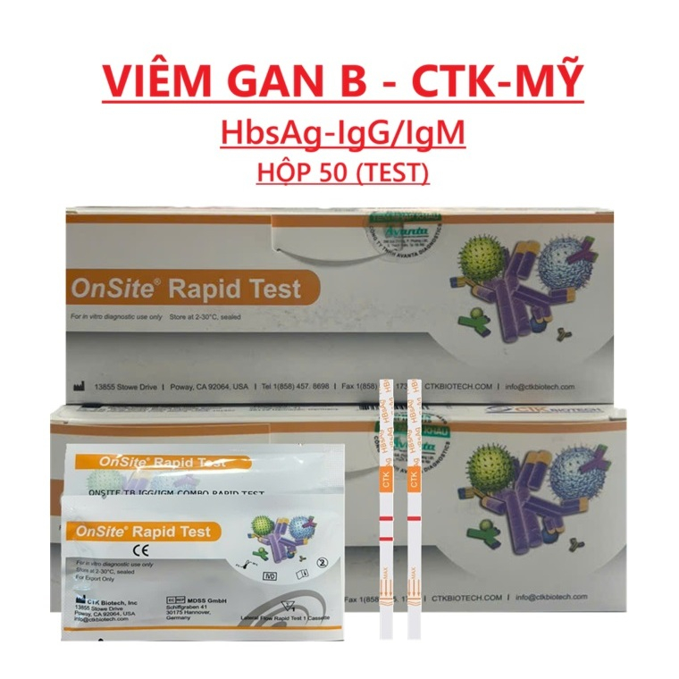Test Viêm Gan B HbsAg IgG/IgM Hộp 50 Test CTK OnSite Rapid Test Dạng ...