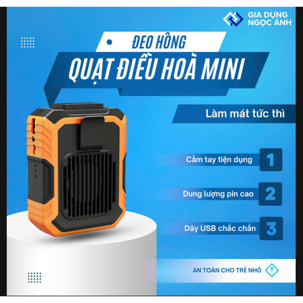 Quạt Điều Hoà Mini, Quạt cầm tay để bàn đeo hông 4 Cấp Độ F49/Z09/Z10 ...
