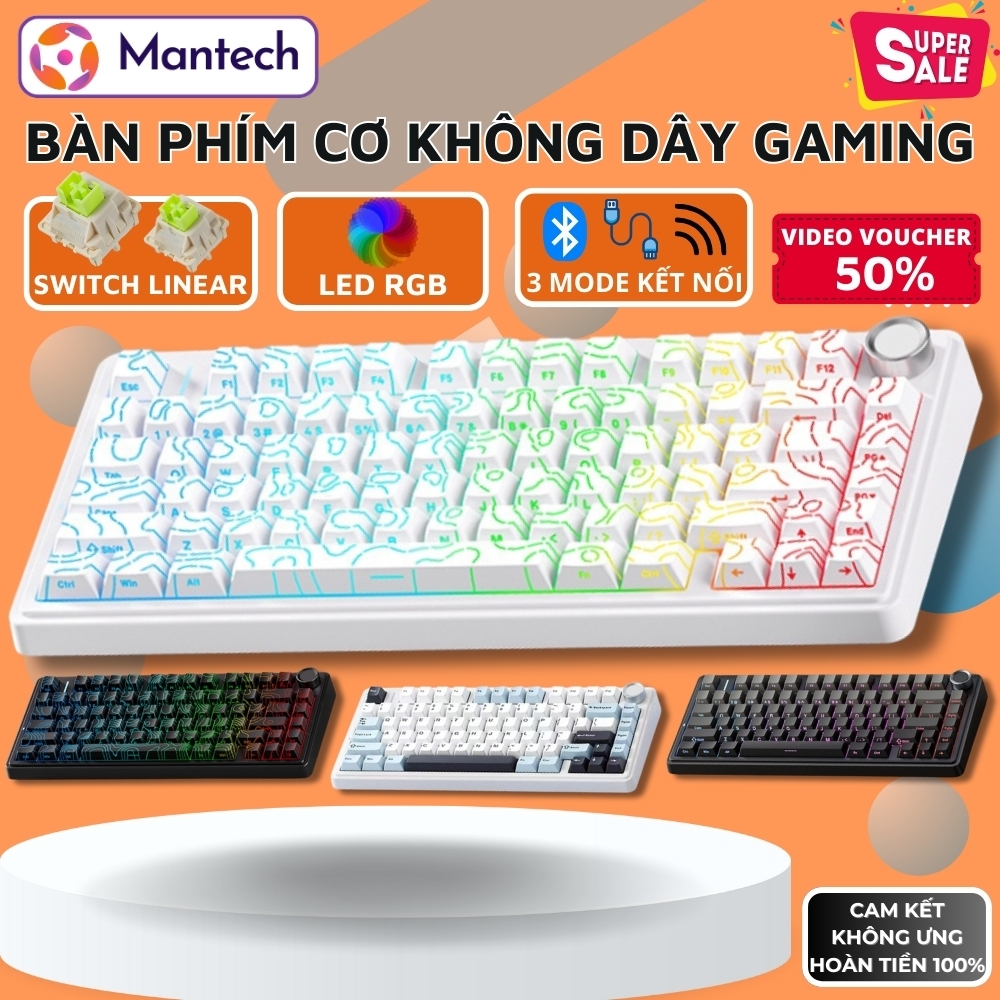 Bàn phím cơ không dây Mantech F75 - Hỗ trợ hotswap - LED RGB nhiều chế ...