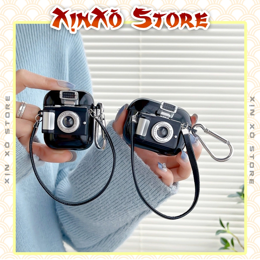Vỏ ốp Airpod 2 3 4 Pro Pro 2 Máy Ảnh Có Flash, Case Airpods Silicon kèm ...