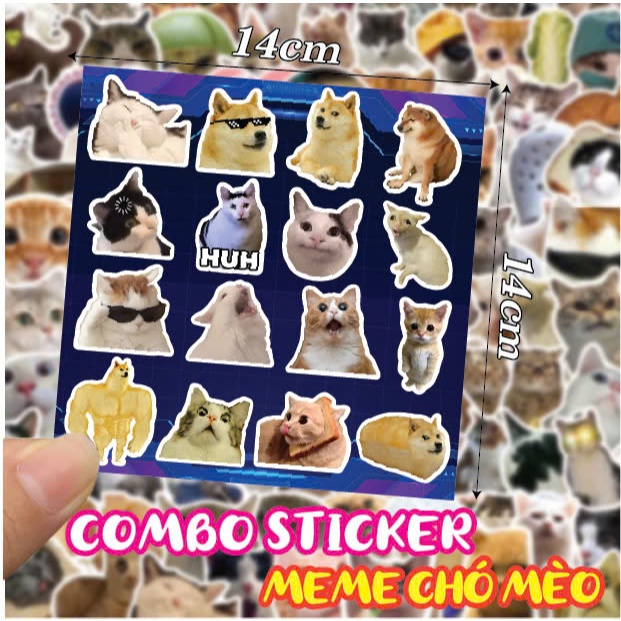 Combo Sticker DOGE & CAT tem dán xe, dán laptop, dán điện thoại cute 12 ...