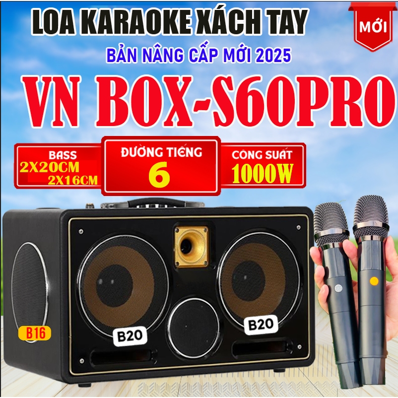 Loa Karaoke VN BOX- S60Pro 6 Đường Tiếng, Bass Đôi 20CM, 2 Trung 16cm,2 ...