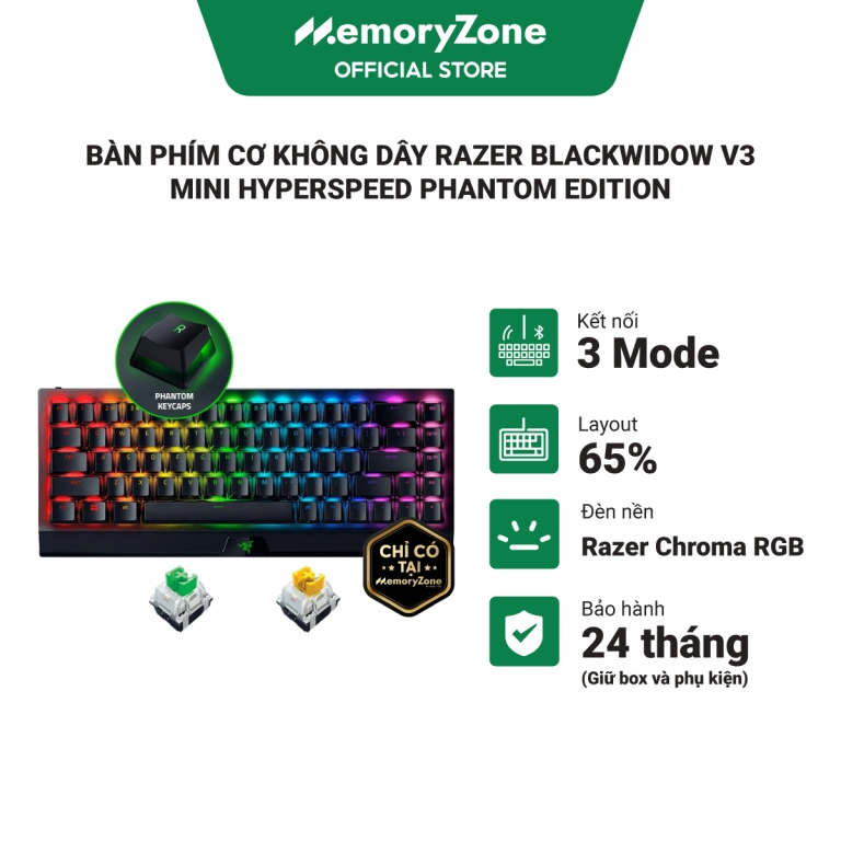 [Phantom Pudding] Bàn phím cơ không dây Razer BlackWidow V3 Mini ...