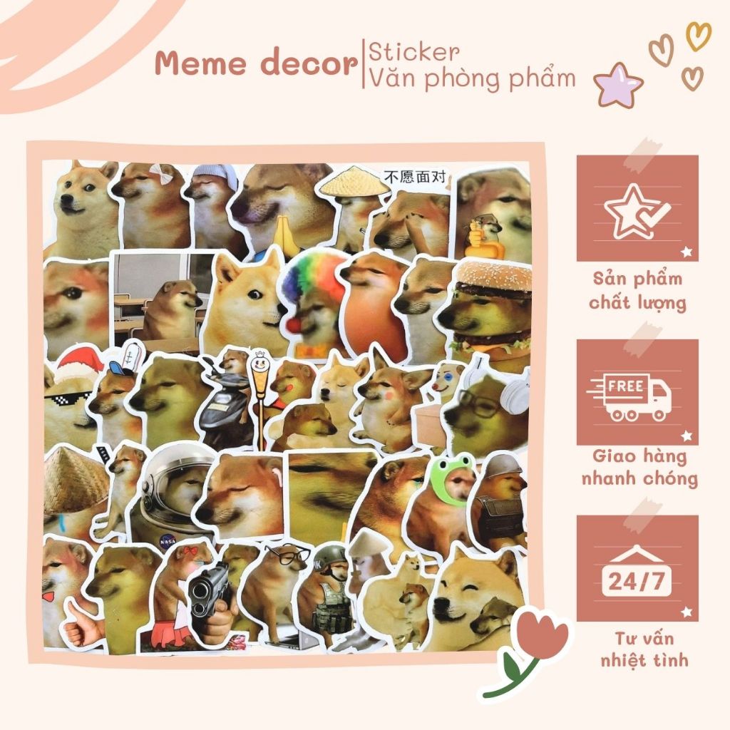 58 sticker meme chó Cheems Doge vui nhộn, miếng dán trang trí độc lạ ...