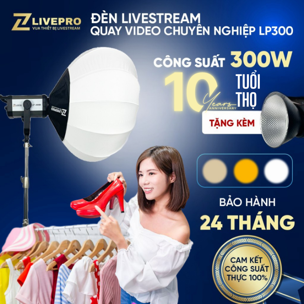 Đèn Livestream Quay Video chuyên nghiệp LP300 Livepro công suất 300W, Đèn trợ sáng quay chụp ...