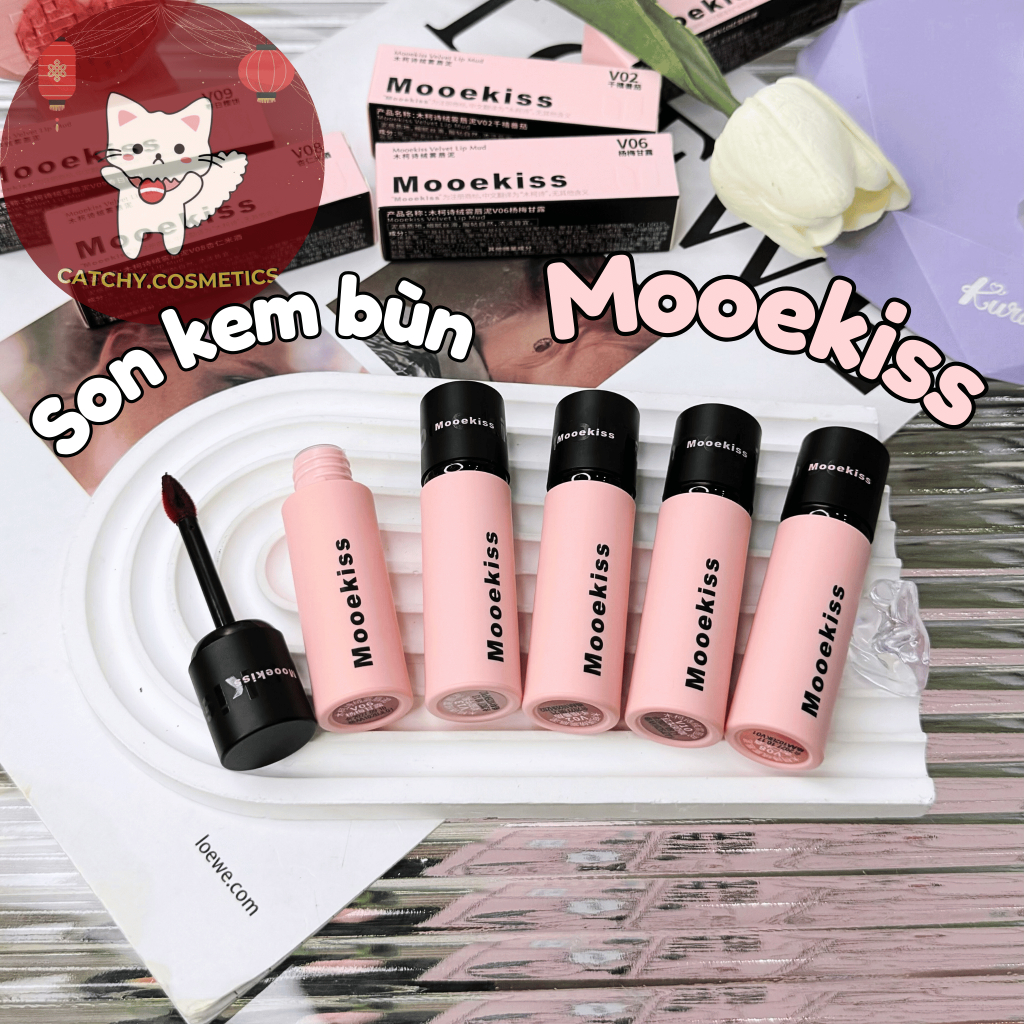 [MOOEKISS] Son Kem Bùn Mooekiss Nhung Mờ Vỏ Hồng Đen Velvet Lip Mud Mịn ...