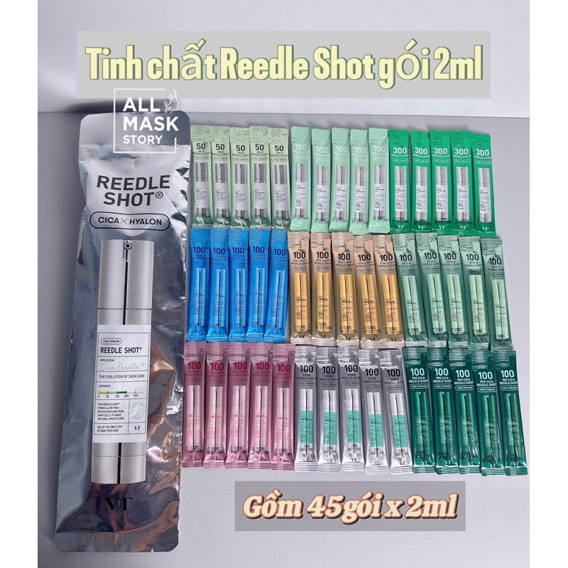 [Nguyên túi] TINH CHẤT VT REEDLE SHOT 100 VI KIM DẠNG GÓI 2ml x 45gói = 90ml FULL CÁC DÒNG ...