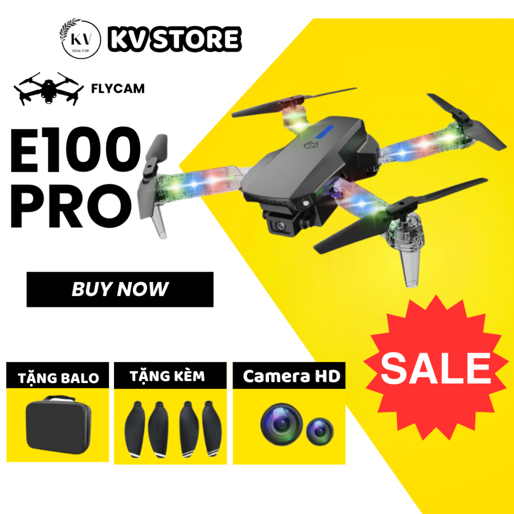 Flycam E100, Drone quay chụp HD, cảm biến tránh va chạm, Gimbal chống rung 3 chục | Shopee Việt Nam
