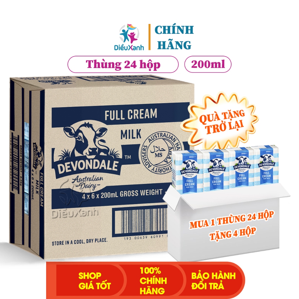 Thùng 24 Hộp Sữa DEVONDALE Nguyên Kem 200ml - Sữa Tươi Không Đường Úc | Shopee Việt Nam