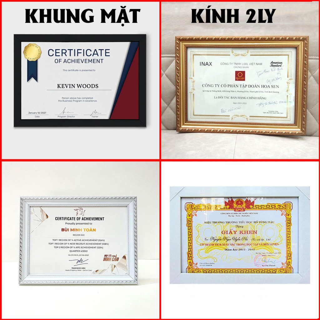 (HỎA TỐC) Khung Bằng Khen A4 Mặt Kính 2LY ( 21CM x 30CM ) Mặt KÍNH Hàng Mới 100% Tặng Đinh 3 ...