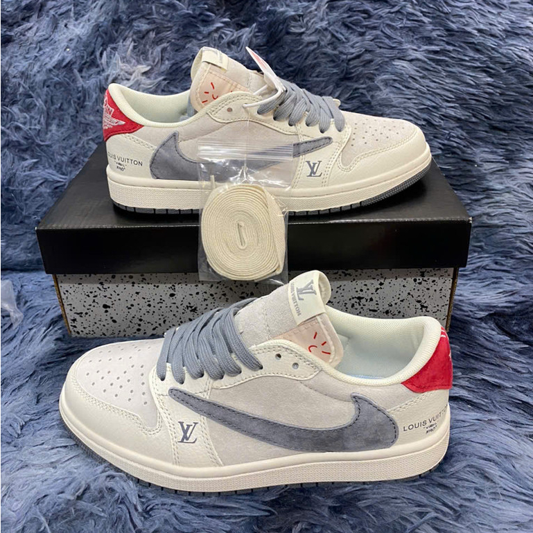 Giày JD1 Low Travis Scott x LV Grey Red, Giày JD1 Travis LV Màu Xám Gót ...