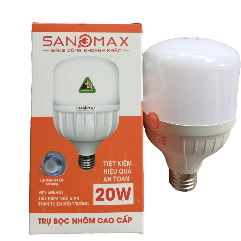 Bóng đèn trụ, LED bulb trụ bọc nhôm bền, sáng Sanomax đủ công suất: 5W ...