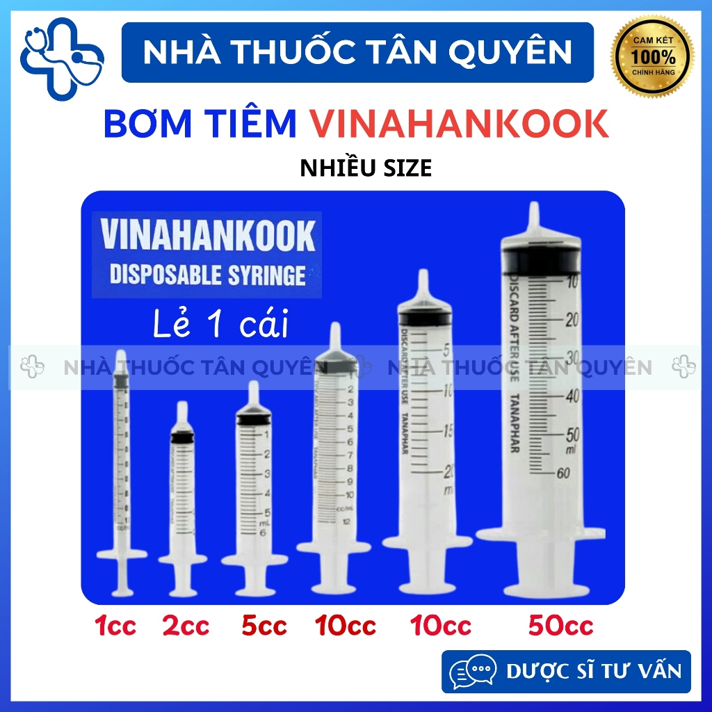 [Lẻ] Bơm tiêm y tế 1cc,3cc,5cc,10cc, VINAHANKOOK các cỡ | Shopee Việt Nam
