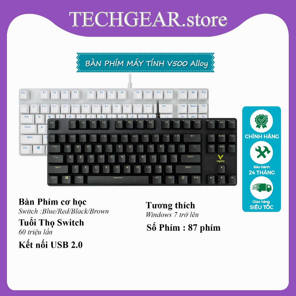 RAPOO V500 Alloy Bàn Phím Cơ Gaming 87 Phím TKL | Chính Hãng BH Đổi Mới 24 Tháng | Shopee Việt Nam