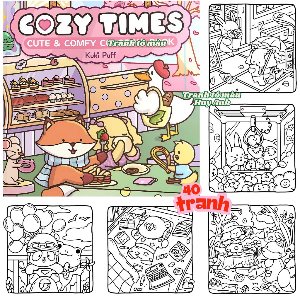 Bộ 40 tranh tô màu cozy time của Kuki Puff | Shopee Việt Nam