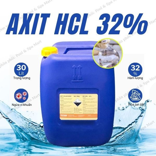 {Hỏa tốc} AXIT HCl 32%, Axit Clohidric, Hóa Chất HCl Giảm PH Hồ Bơi ...