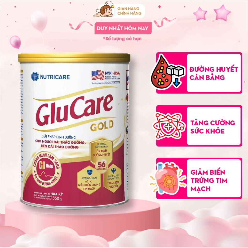 Sữa bột Nutricare Glucare Gold dinh dưỡng cho người tiểu đường (mẫu mới 850g) | Shopee Việt Nam