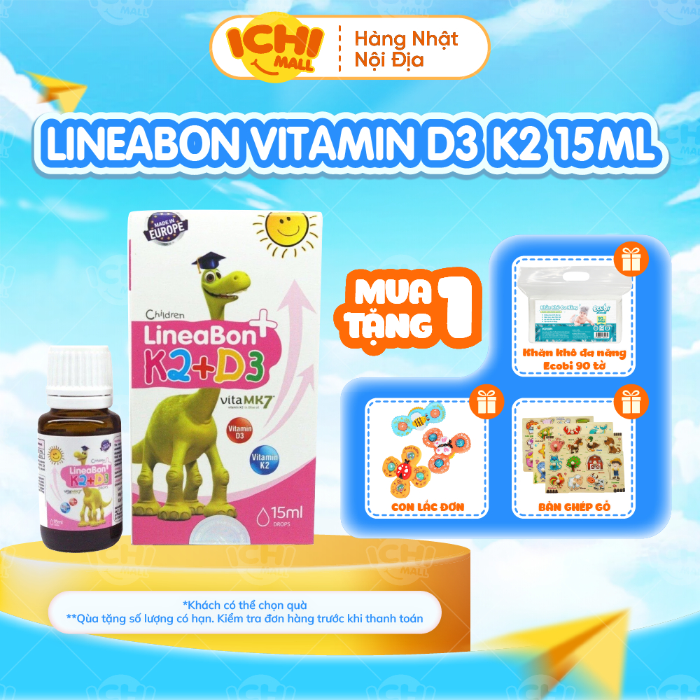 LineaBon K2+D3 hỗ trợ hấp thu canxi, 15 ml dạng nhỏ giọt (từ 0 tháng ...
