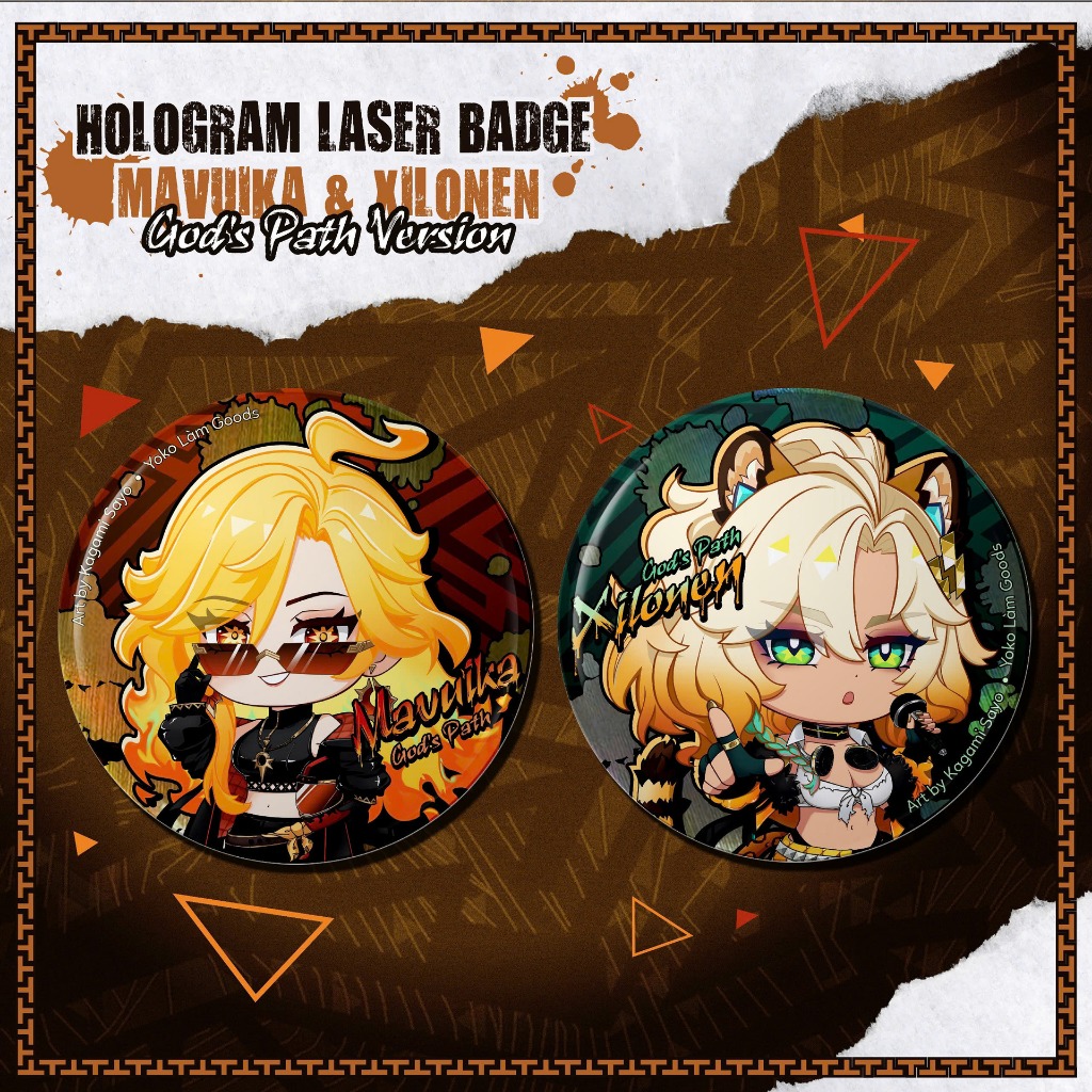 Badge - Mavuika & Xilonen God's Path Version. ( Huy Hiệu Genshin Impact ...