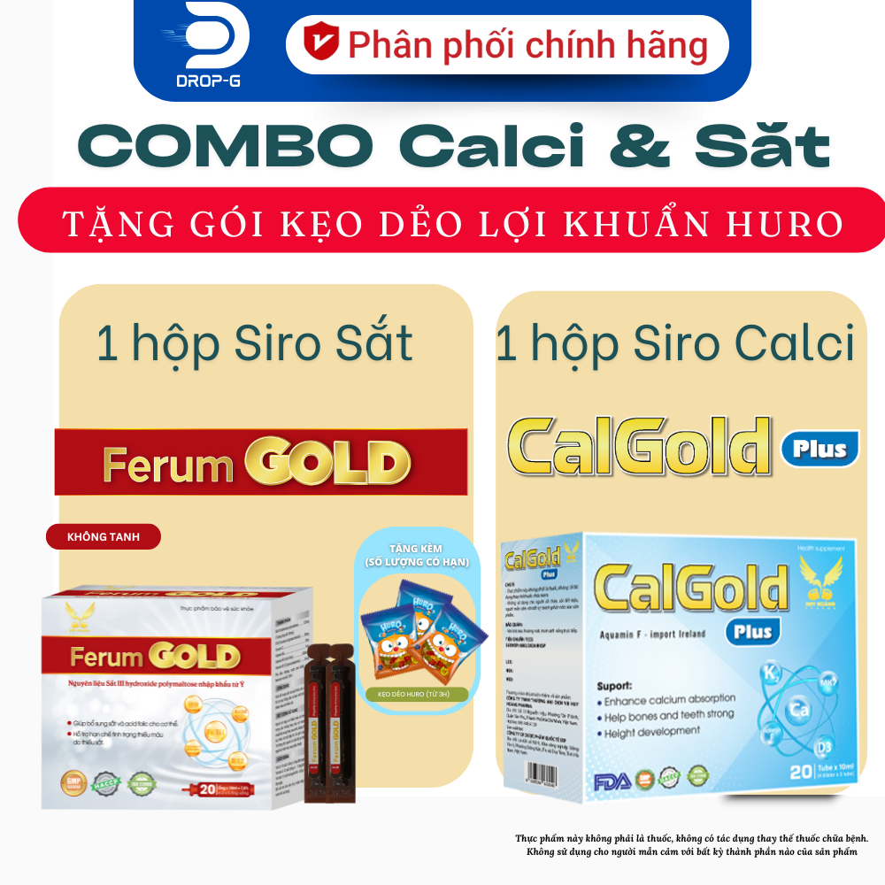 (Chính Hãng) Combo Bổ Sung Sắt Và Calci [ 1h Frerum Gold + 1 H Calgold ...