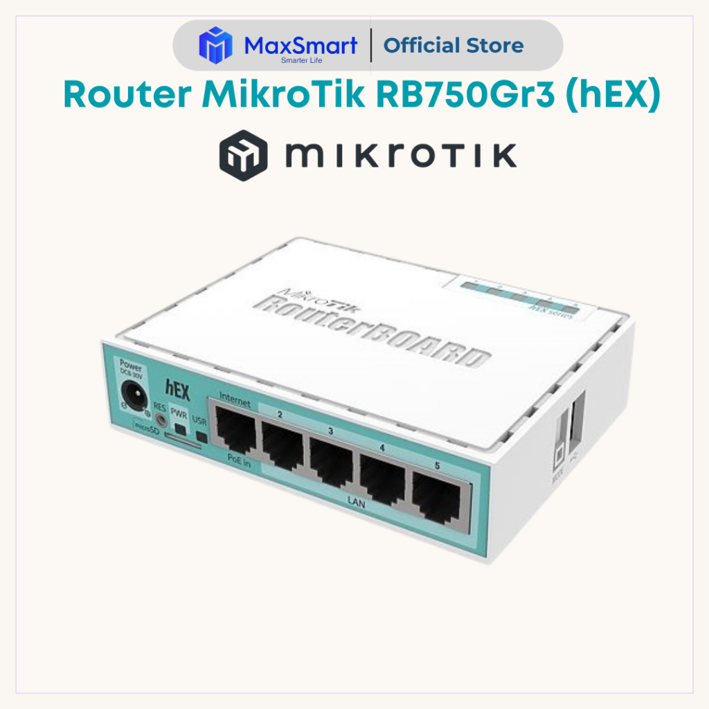 Router MikroTik RB750Gr3 (hEX) – 80 User, 5 Wan/Lan Gigabit tùy biến ...