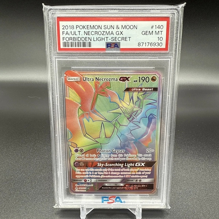 Thẻ PSA 10 Pokemon English Gem Mint ULTRA NECROZMA GX 140 SUN & MOON FORBIDDEN LIGHT SECRET FULL ...