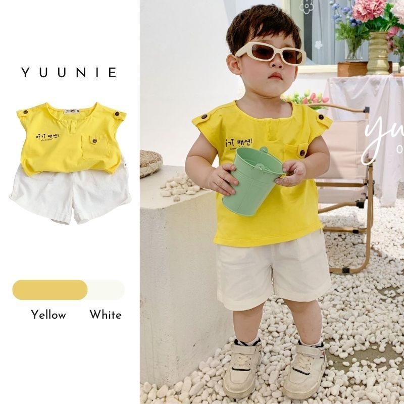 Set bộ ba lỗ cho bé trai Yuunie chất liệu cotton mềm mịn quần lien phối ...
