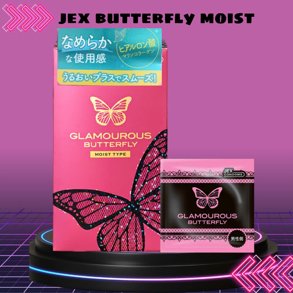 Bao cao su Jex Glamourous Butterfly Moist Type hộp 12 chiếc siêu mỏng ...