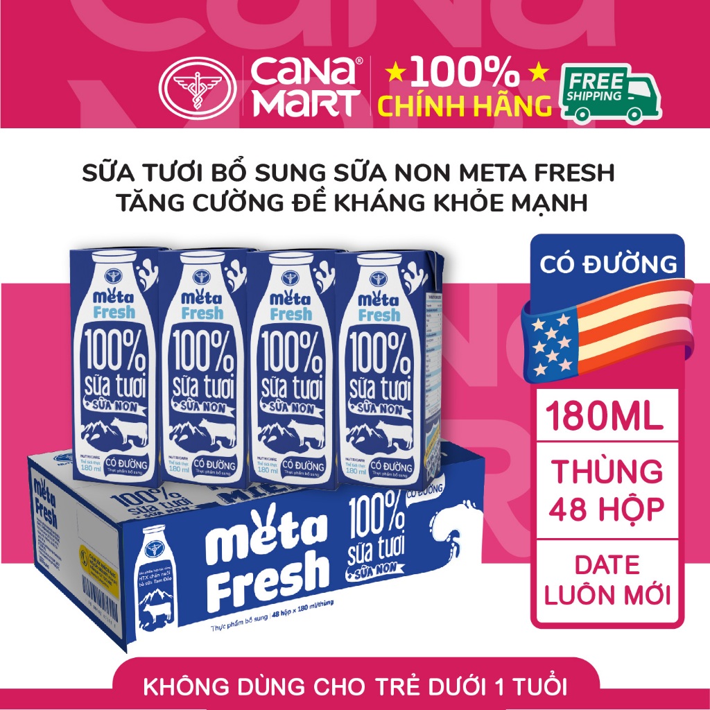 Thùng sữa tươi Meta Fresh có đường Nutricare - sữa non tăng cường miễn ...