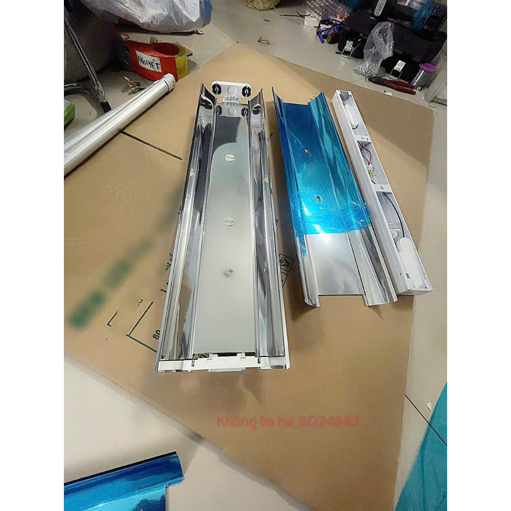 Máng đèn led 1.2m, máng chóa inox 1M2- máng đôi inox có choá 60cm - 1m2 ...