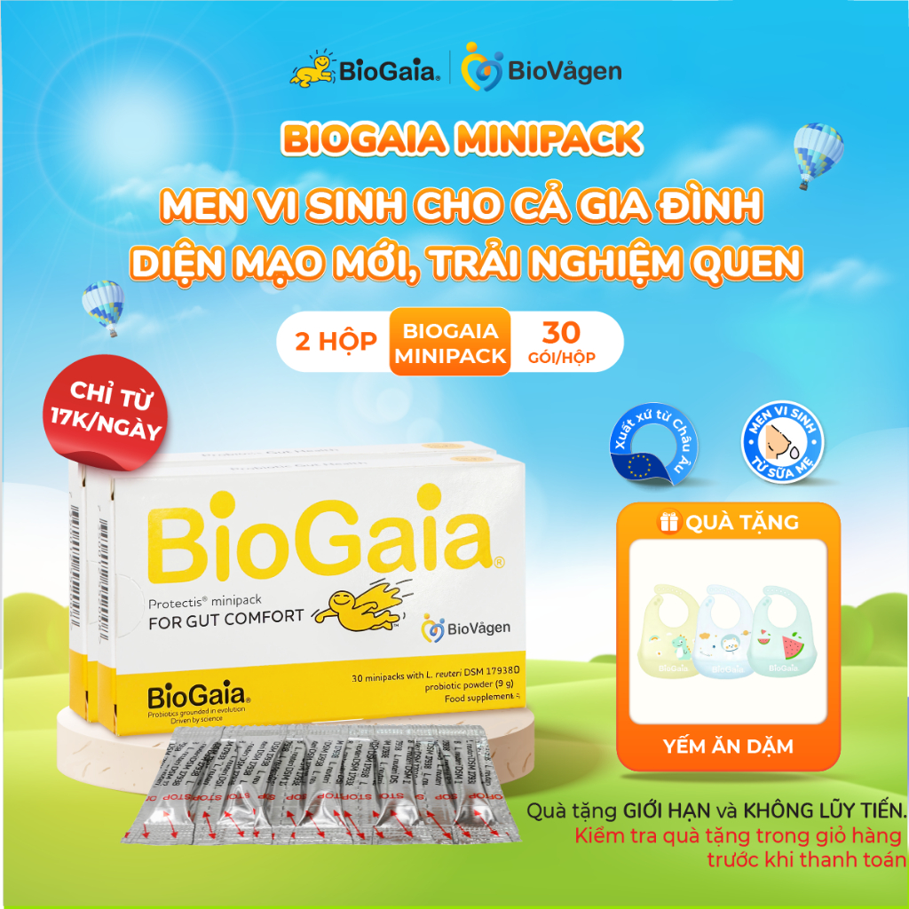 Combo 2 hộp men vi sinh BioGaia ProTectis Minipack cải thiện hệ tiêu ...