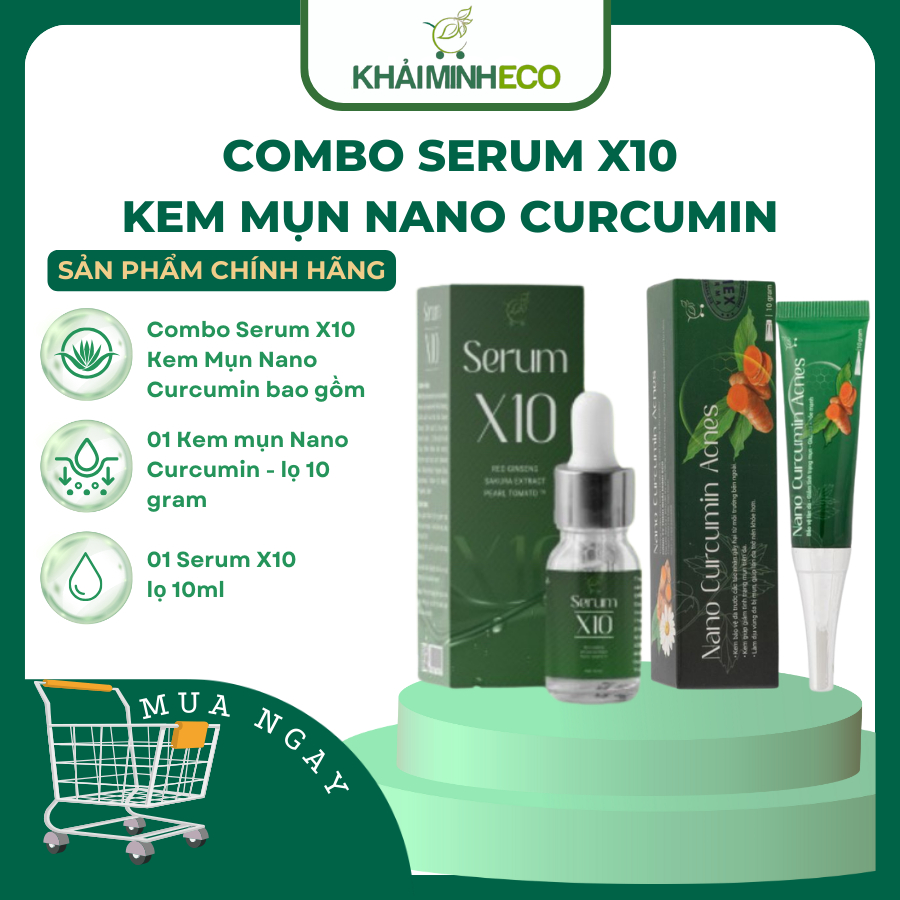 Combo Serum X10 + Kem Mụn Nano Curcumin - Khải Minh Eco | Shopee Việt Nam