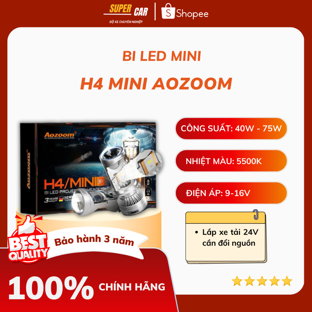 Bi Led Mini H4 Aozoom Bi Cầu Mini H4 Lắp Zin Không Độ Chế Công Suất 40W ...