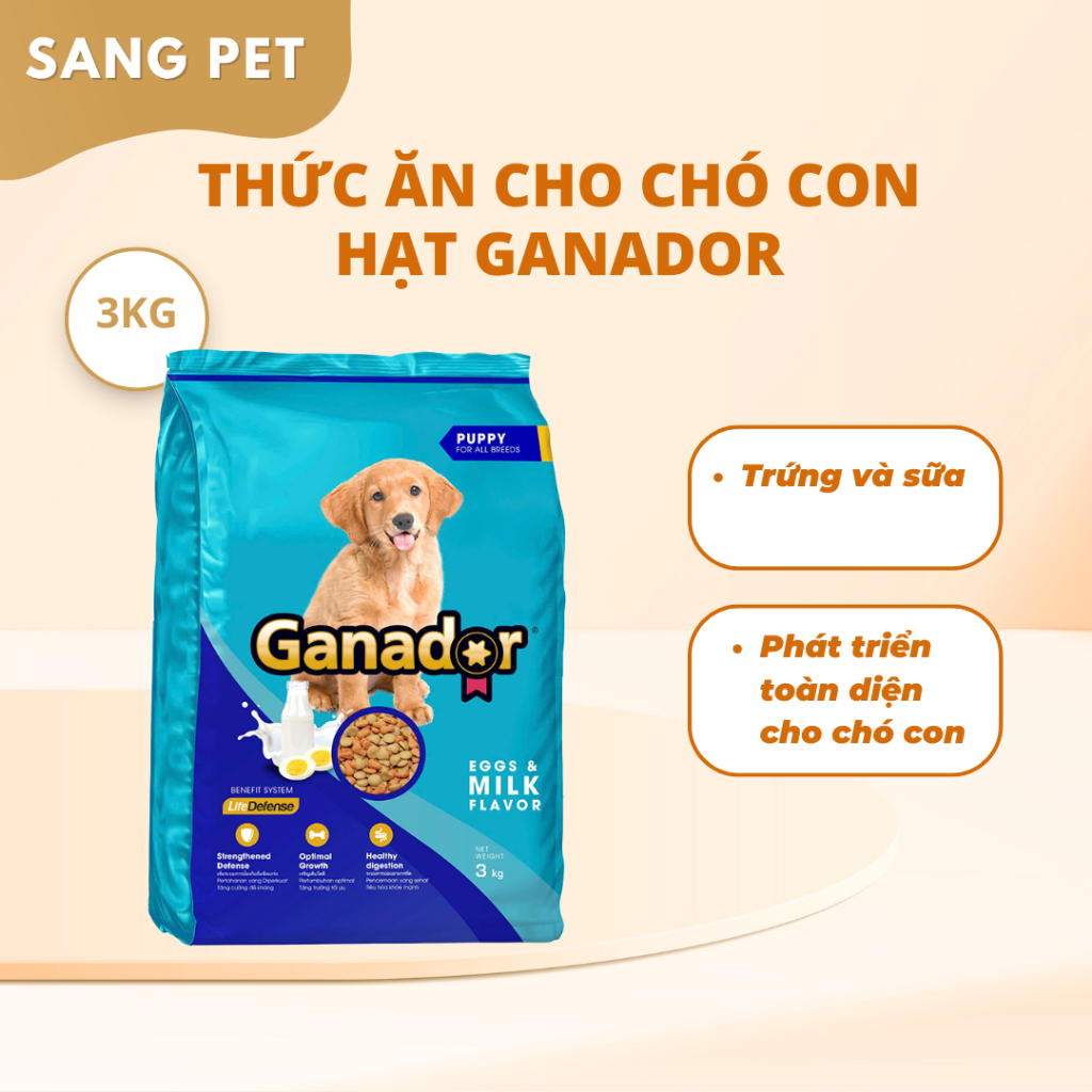 Hạt cho chó con Ganador Puppy vị Trứng sữa 3KG, phát triển xương và cơ ...