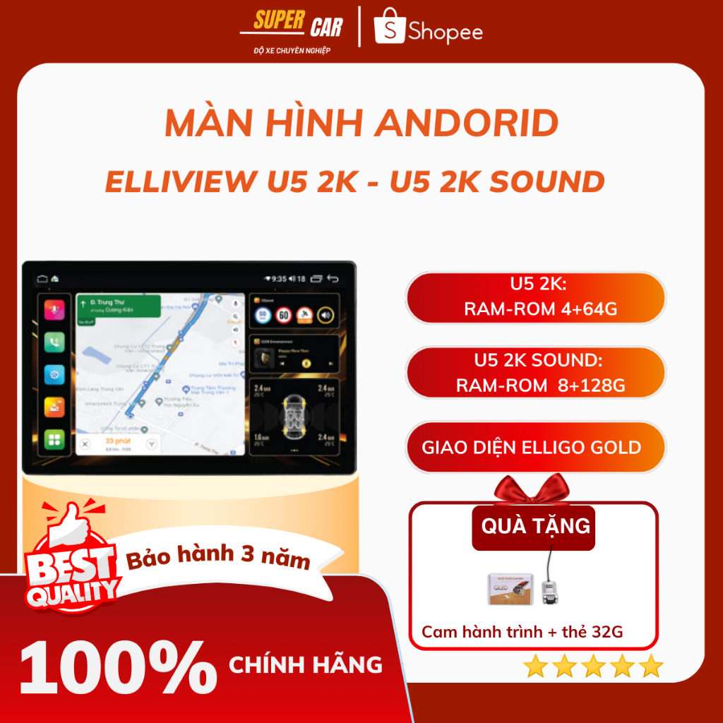 Màn hình Android ICAR Elliview U5 2K/ U5 2K Sound Giao Diện Thông Minh ...