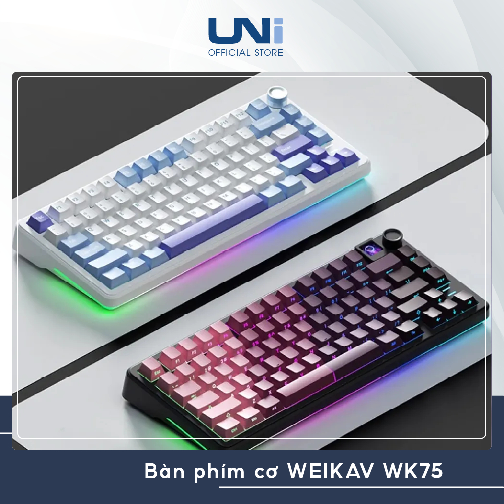 Bàn phím cơ không dây Weikav Wk75 | 3mode | Mạch xuôi | Led Viền|Led ...