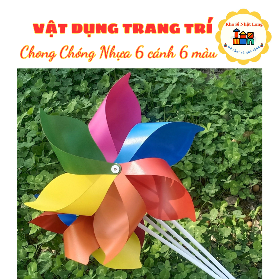 Combo 50 Chong Chóng Nhựa 6 Cánh 6 Màu Cầm Tay - Chong Chóng Que Cầm ...