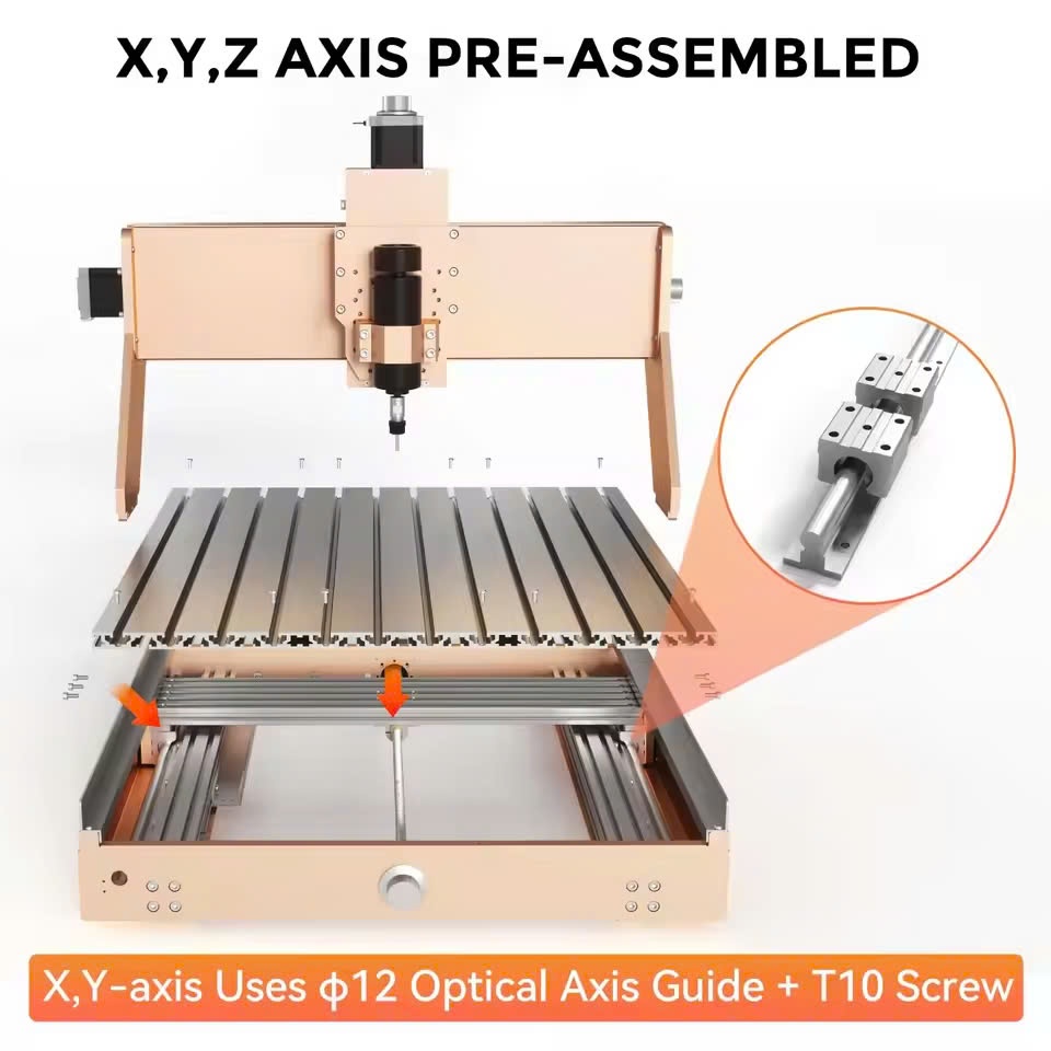 Trọn bộ máy khắc CNC 4040 Turbo 500W, thanh trượt tuyến tính, 3 trục ...