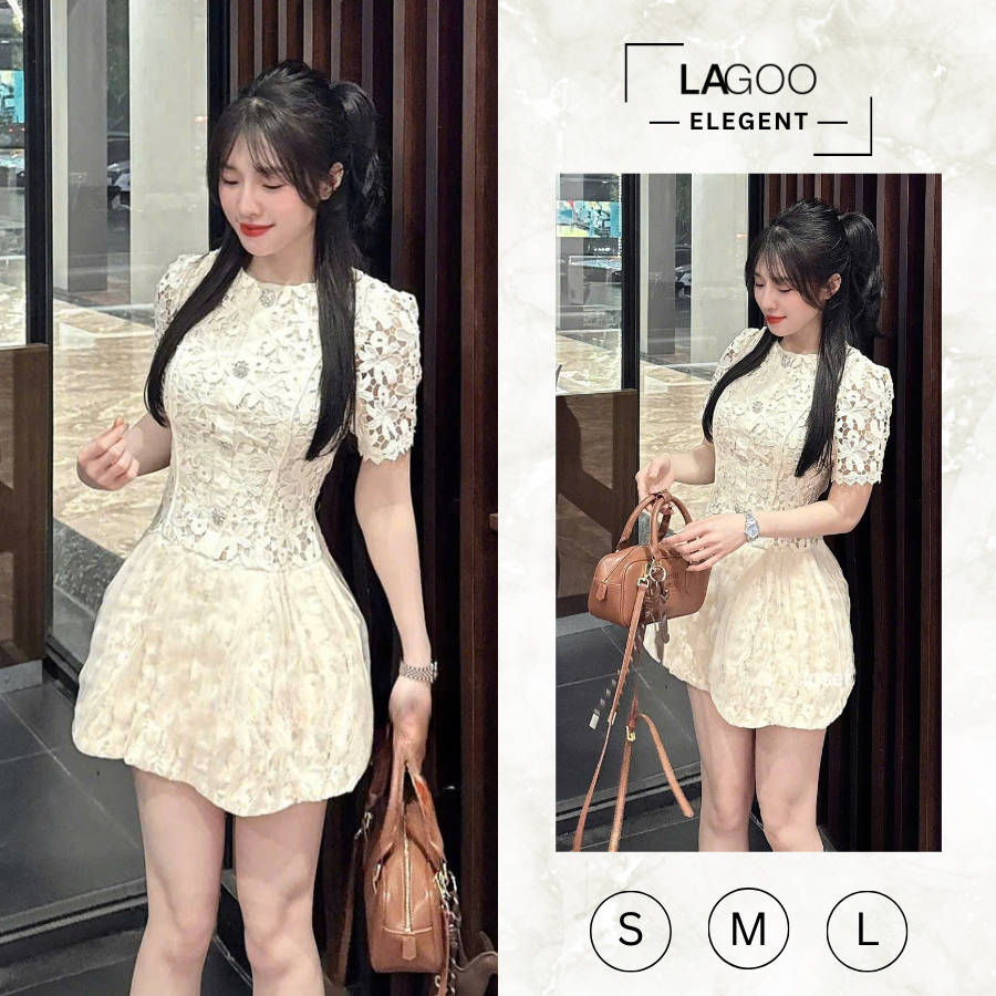 Đầm Nữ Mary Ren Cổ Tròn Đính Đá Dáng Ngắn, Váy Nữ Thanh Lịch Chất Ren ...