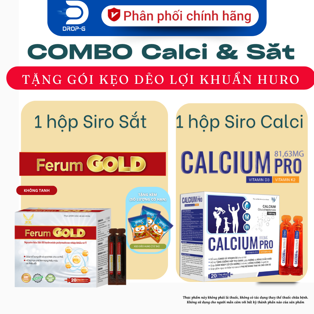 (Chính Hãng) CB Siro bổ sung sắt và canxi [ 1H Ferum Gold + 1 H Calcium ...